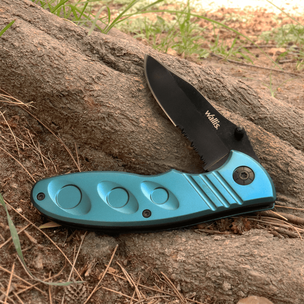WALLIS - NAVAJA CON MANGO PVC AZUL 8CM – CSI Tactical